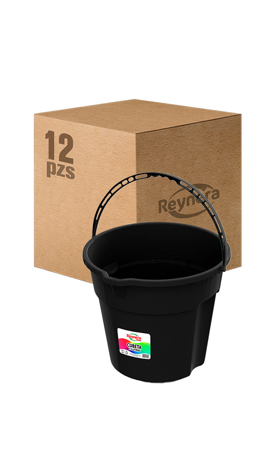 12 Cubetas Ligeras Con Capacidad De 7.5 Lts Reynera Color Negro