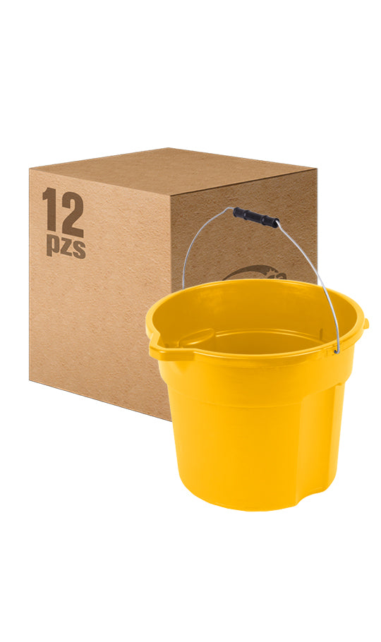 Kit De 12 Cubetas Redondas Con Pico 12 Litros Varian Los Colores - Rey ...