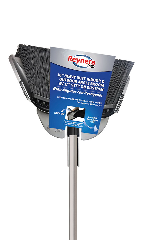 16” Heavy Duty Indoor & Outdoor Angle Broom with 17” Step on Dustpan ...